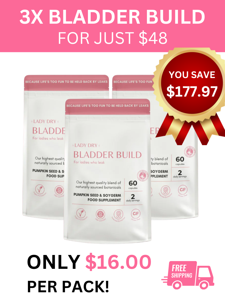 3 x Bladder Build – WearLadyDry